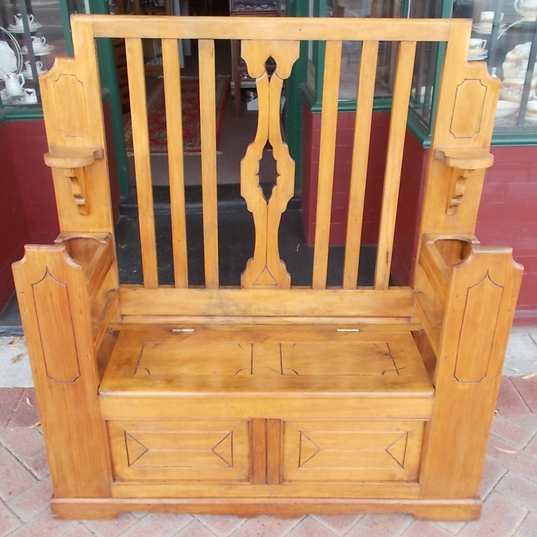 Australian Kauri pine hallway seat - South Perth Antiques & Collectables