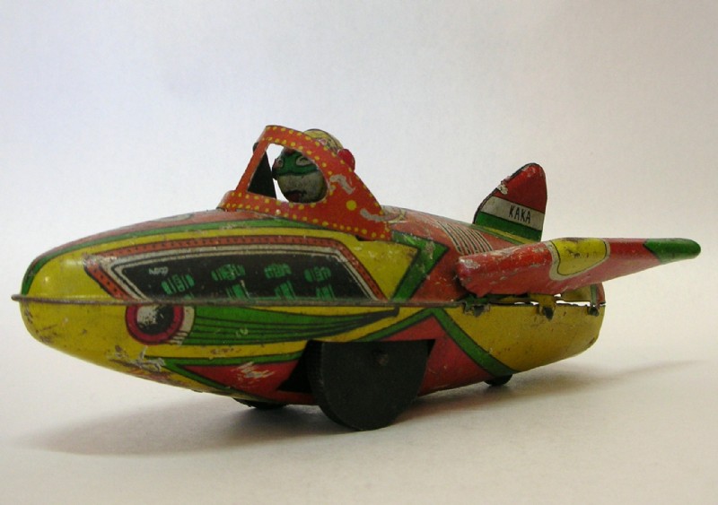 Super Rocket No 5 Enamelled Tin Toy - South Perth Antiques & Collectables