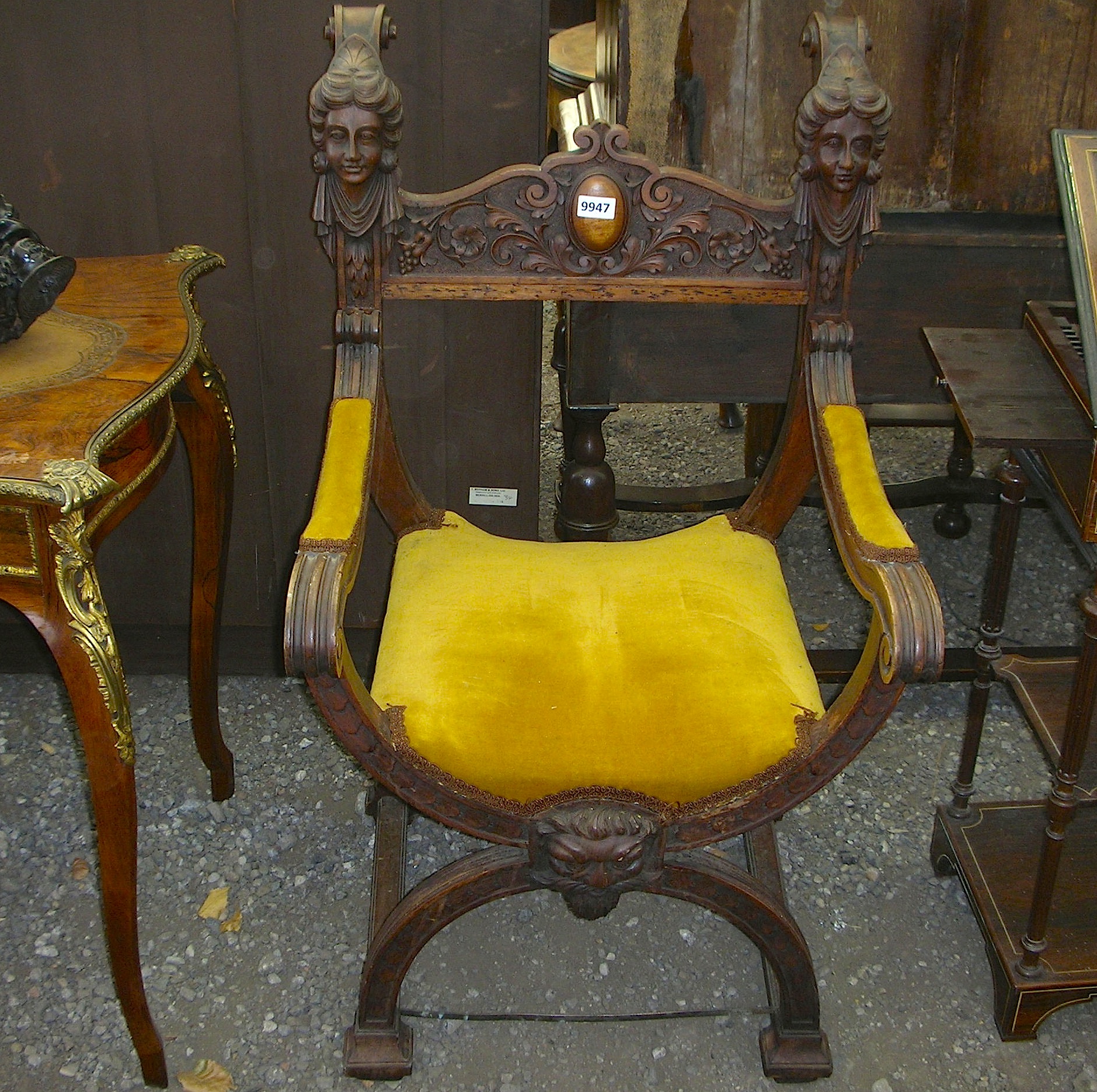Victorian Walnut "X" framed Library chair. - South Perth Antiques ...