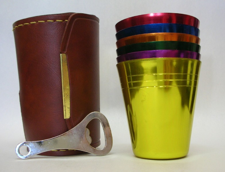 Retro Anodised Tin Beaker Picnic Set With Case - South Perth Antiques ...