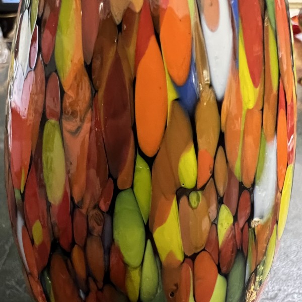 Bohemian splatter glass vase - South Perth Antiques & Collectables