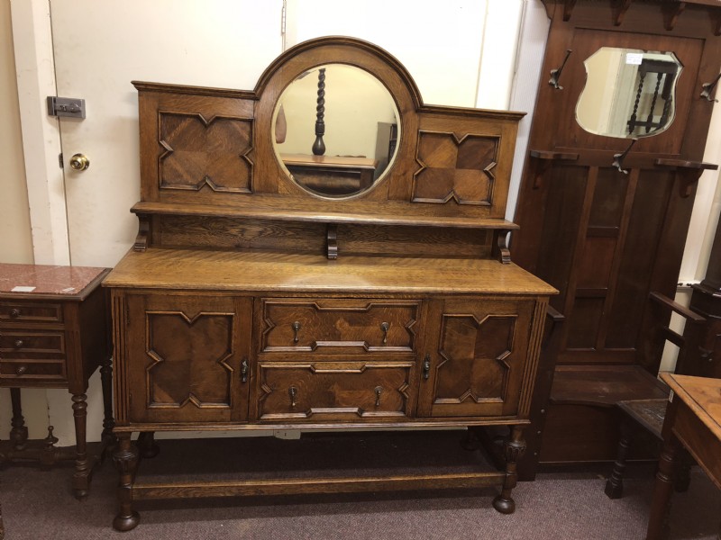 Oak Jacobean Style Mirror Back Sideboard South Perth Antiques