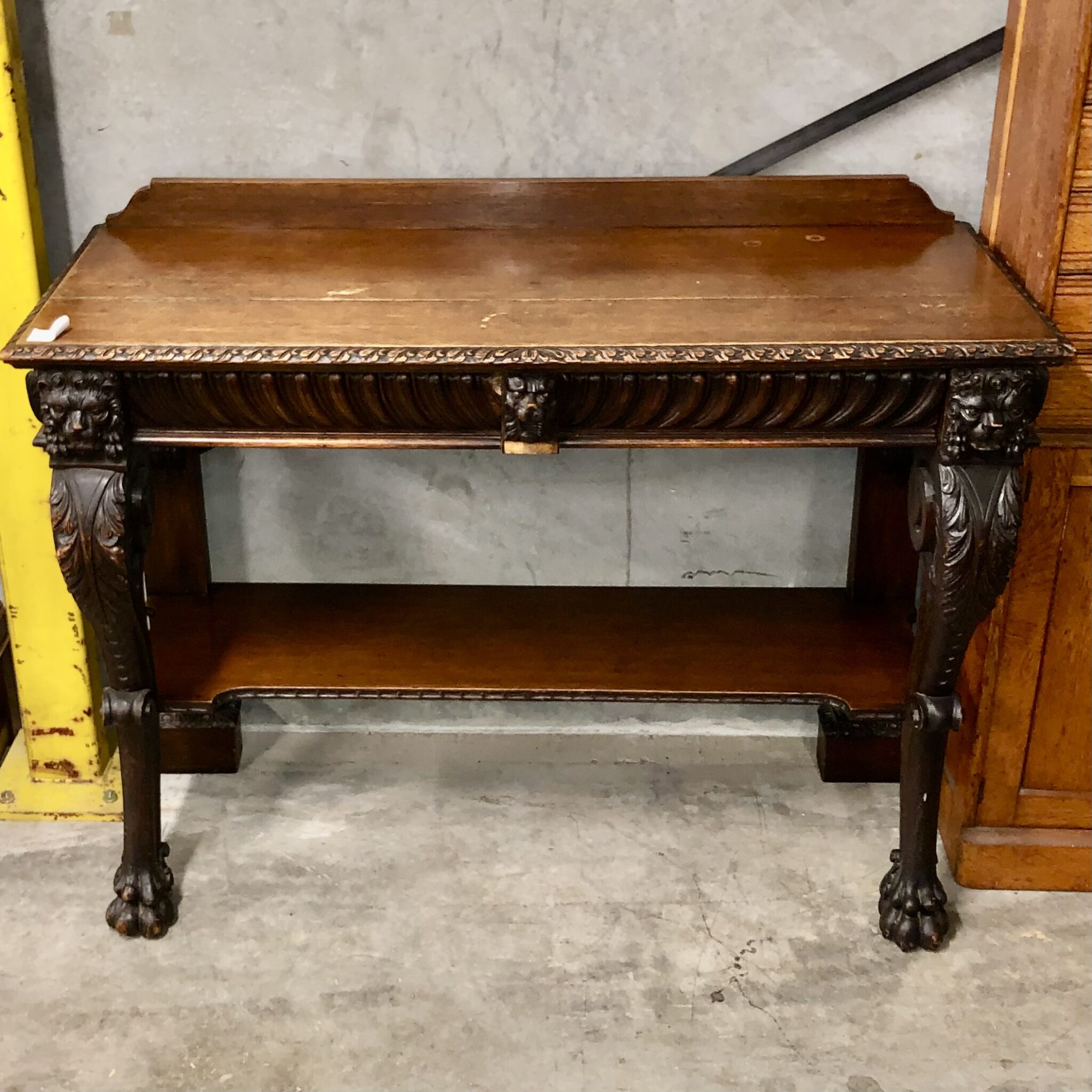 A carved oak Victorian side table - South Perth Antiques & Collectables