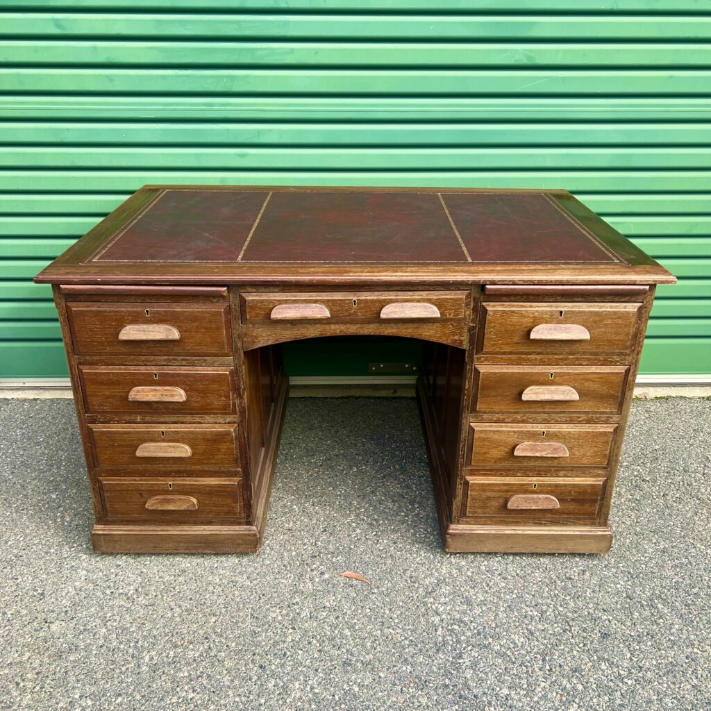 A 1920's desk with a tooled leather top - South Perth Antiques ...