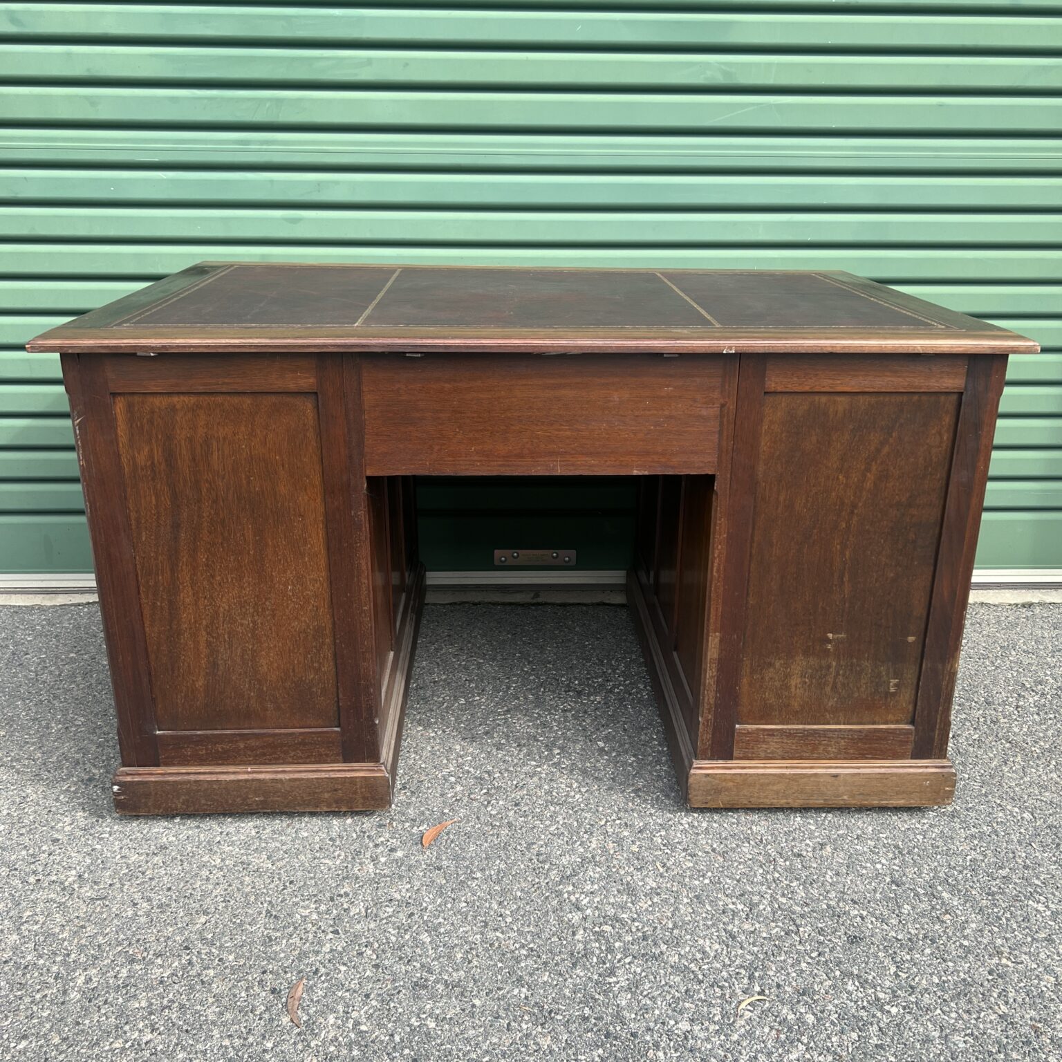 A 1920's desk with a tooled leather top - South Perth Antiques ...