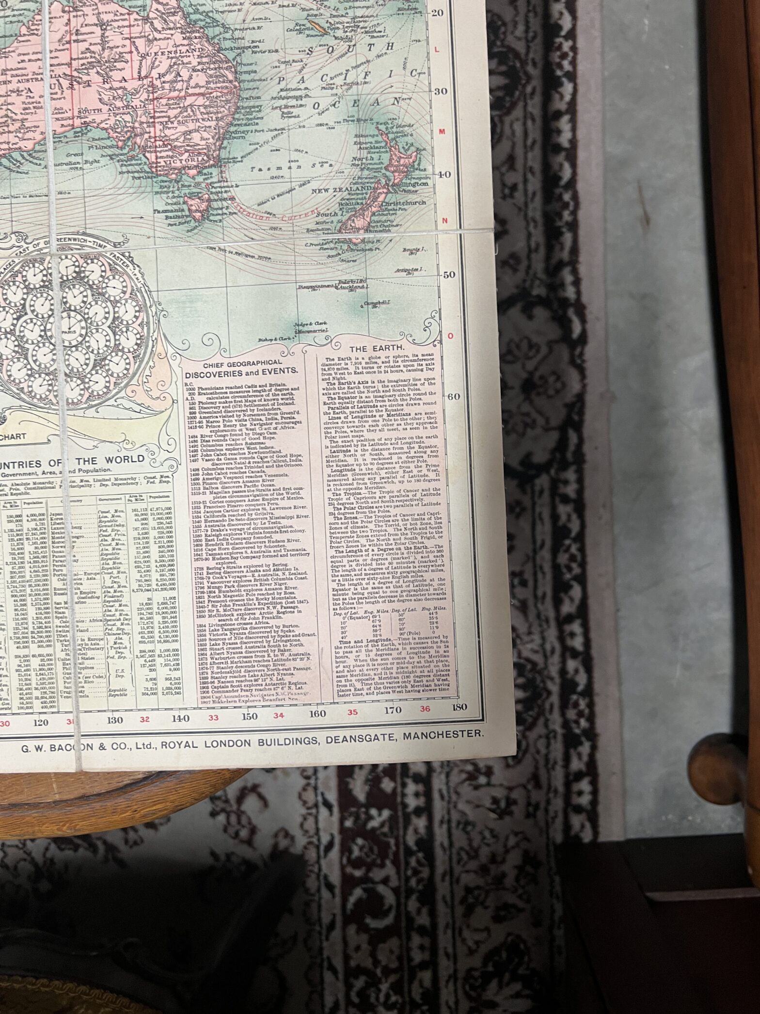 Bacon's new chart mercators map of the world 1908. - South Perth ...
