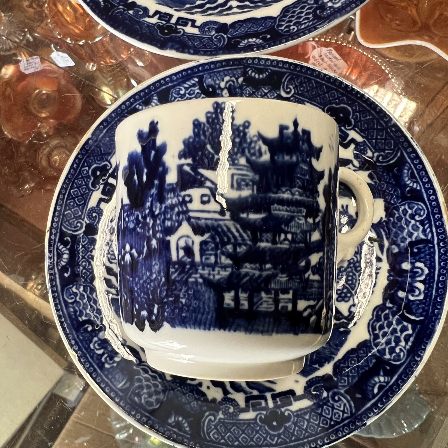 Blue and White Willow pattern tea set - South Perth Antiques & Collectables